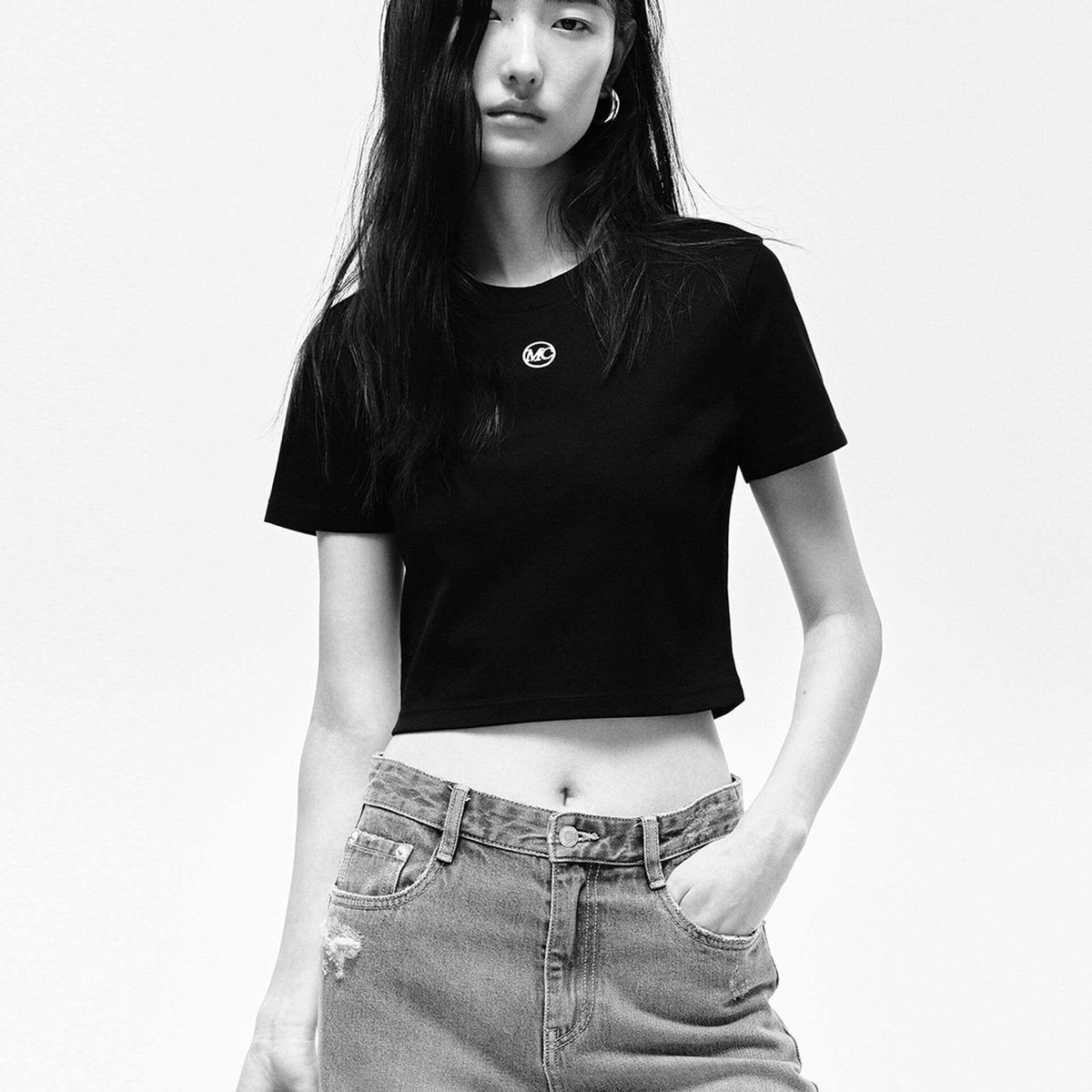 MO&Co. Front Logo Cropped T-shirt