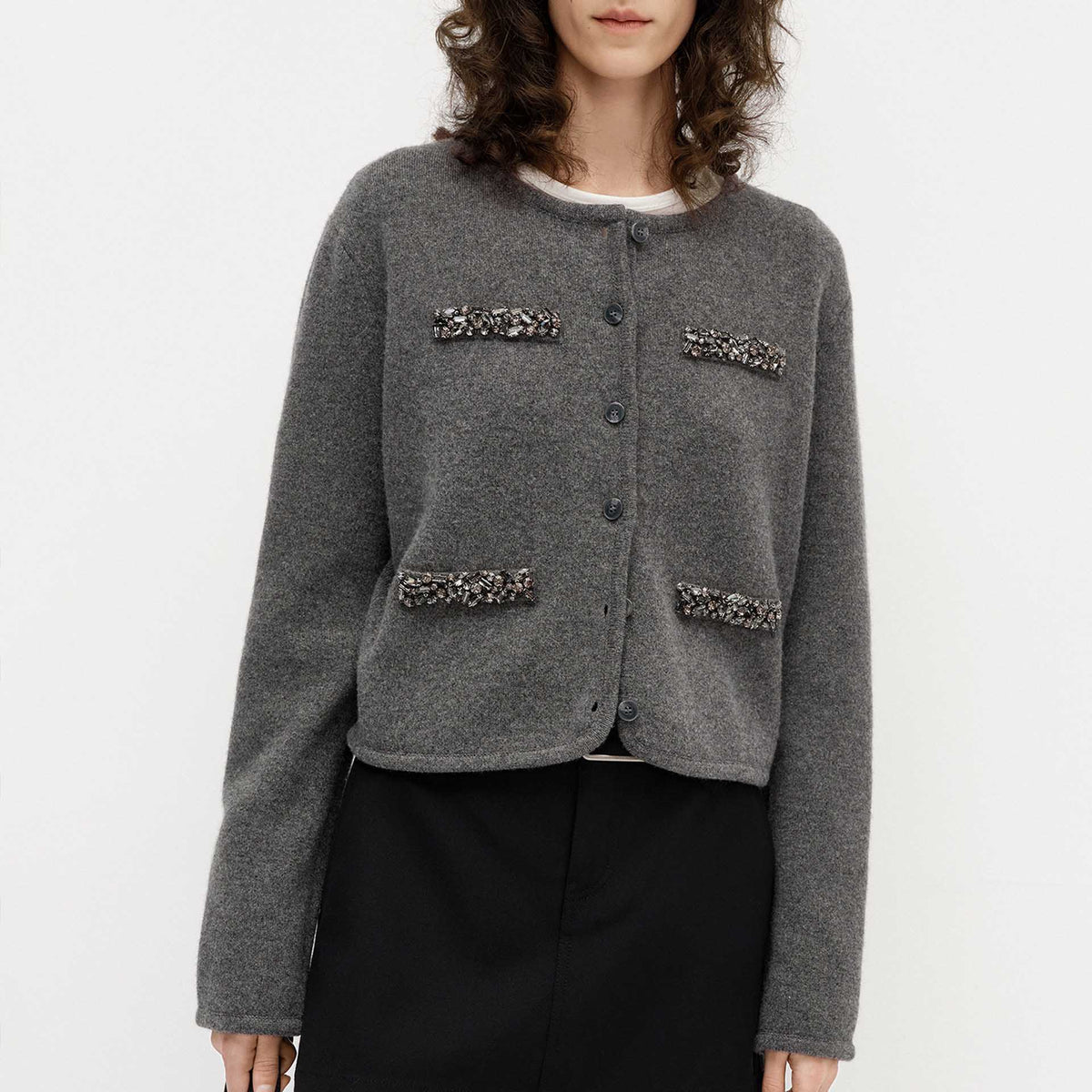 MO&Co. Women's Crystal Detail Cropped Jacket