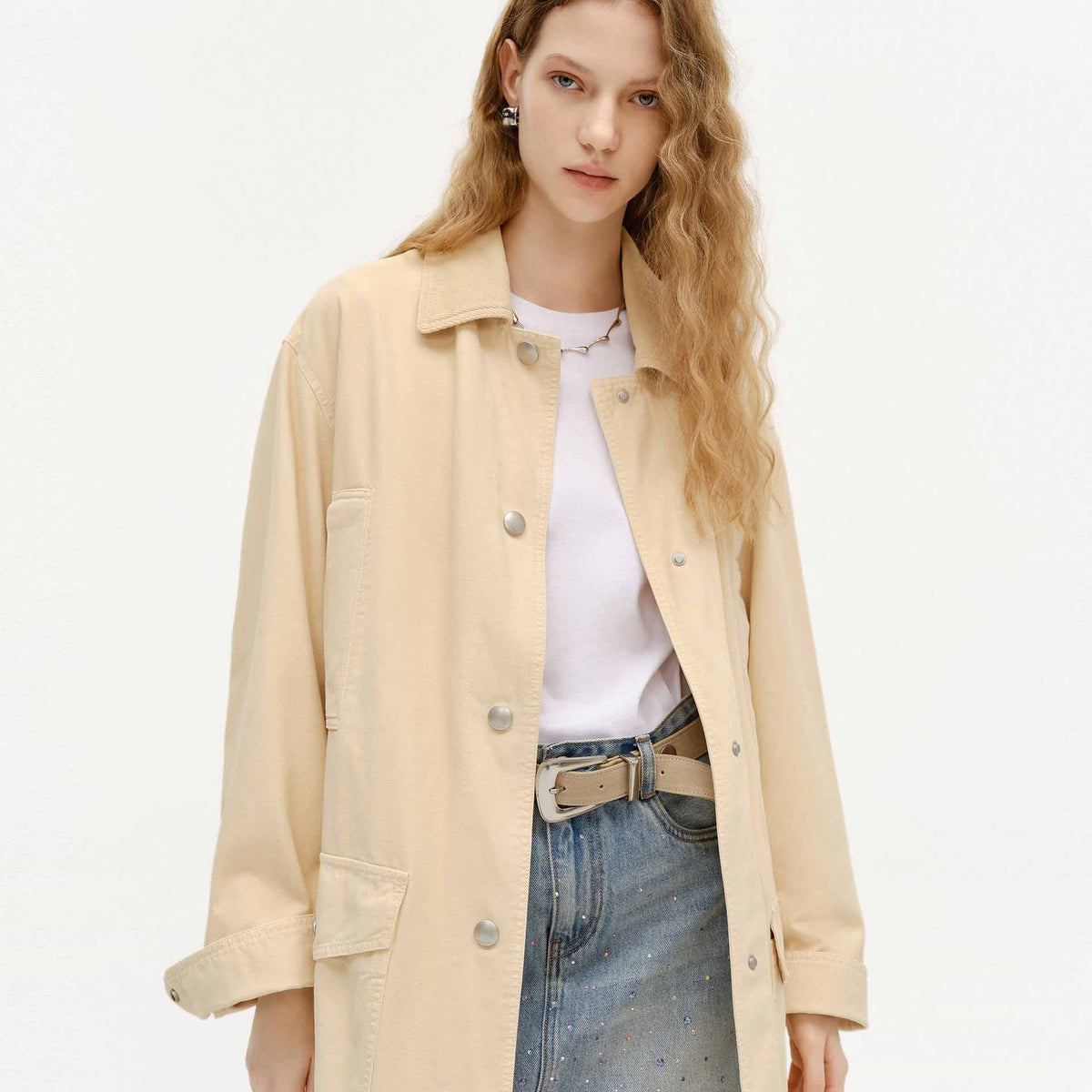 MO&Co. Women's Snap Button Cotton Jacket