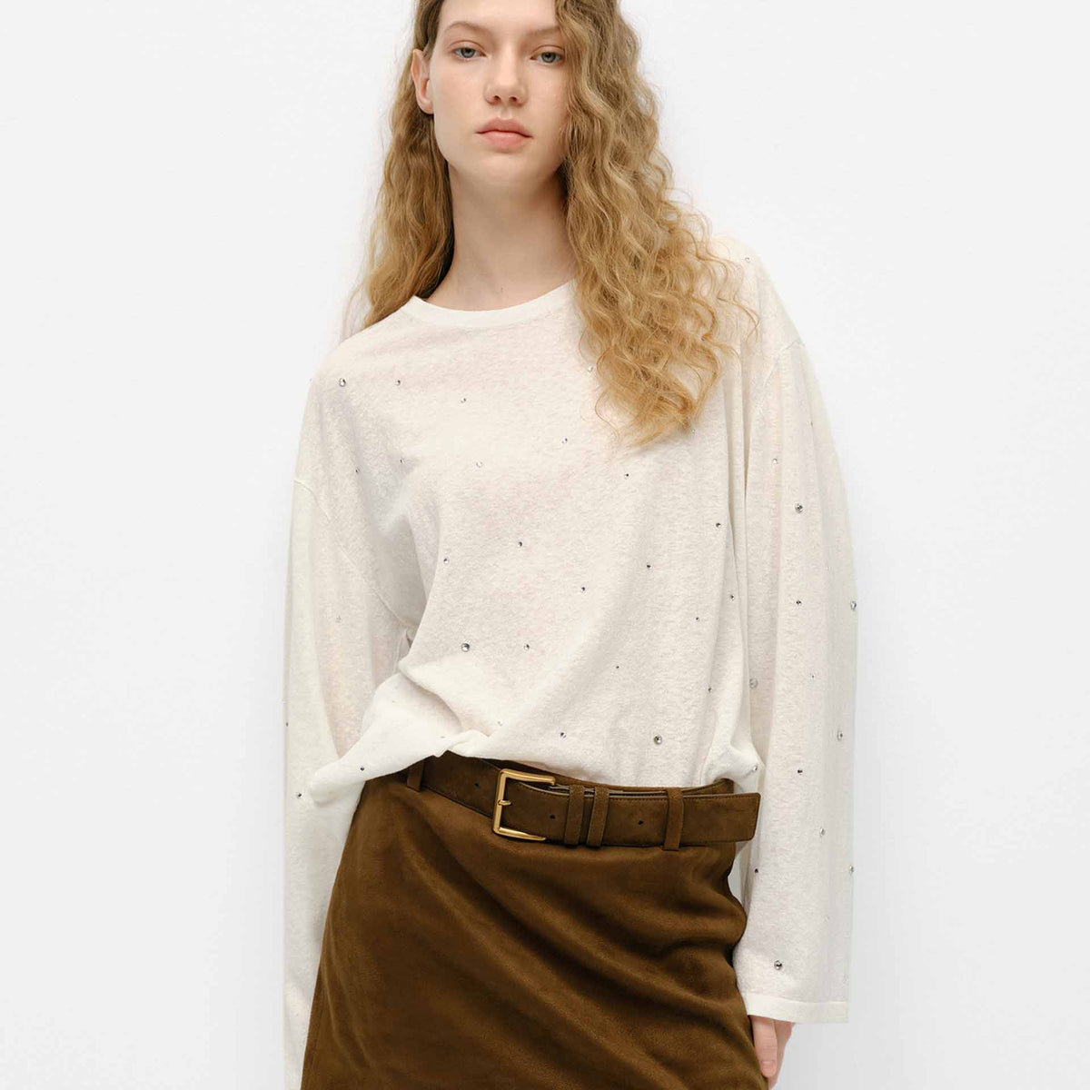 MO&Co. Women's Crystal Detail Knitted Sweater