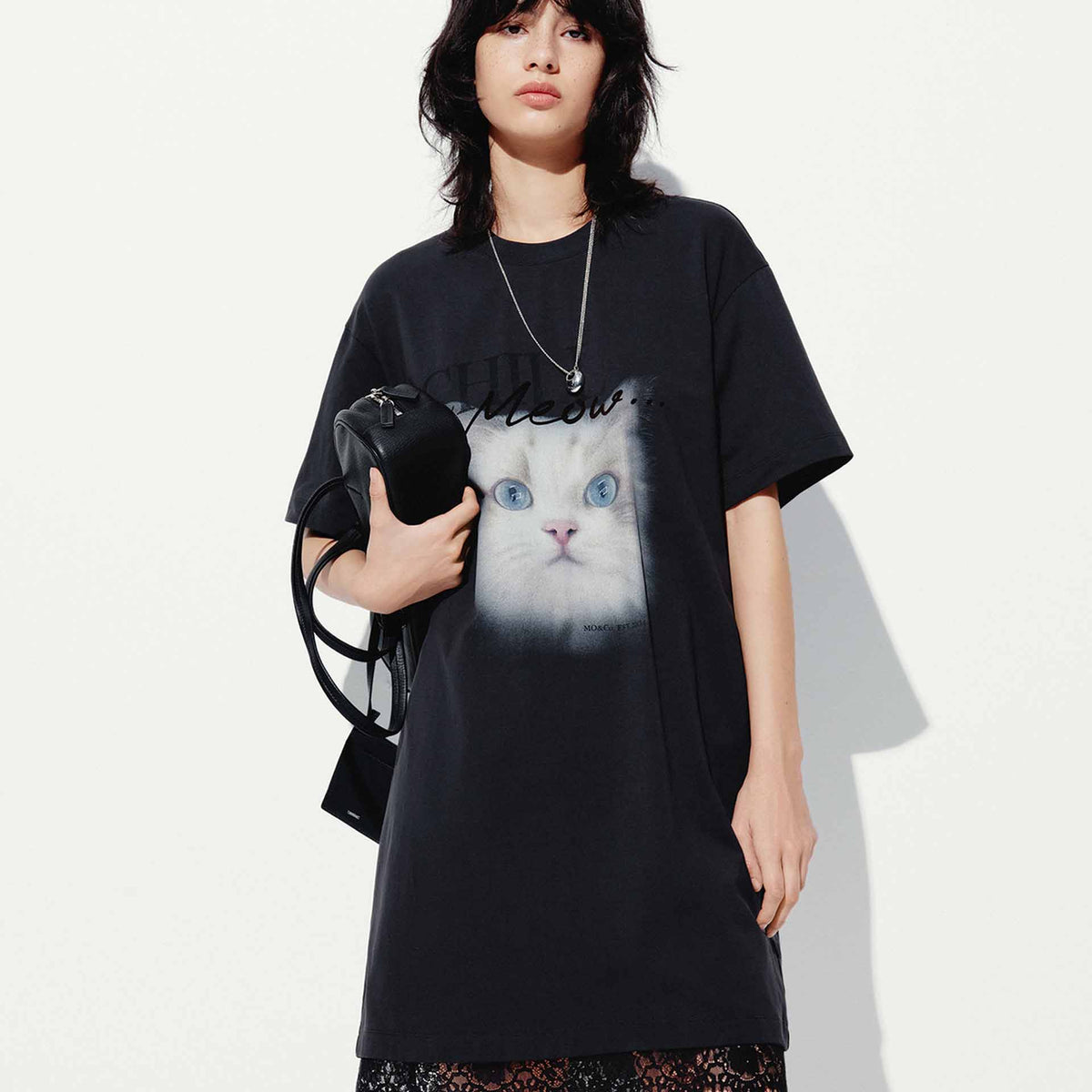 MO&Co. Women's Front Cat T-shirt Dress
