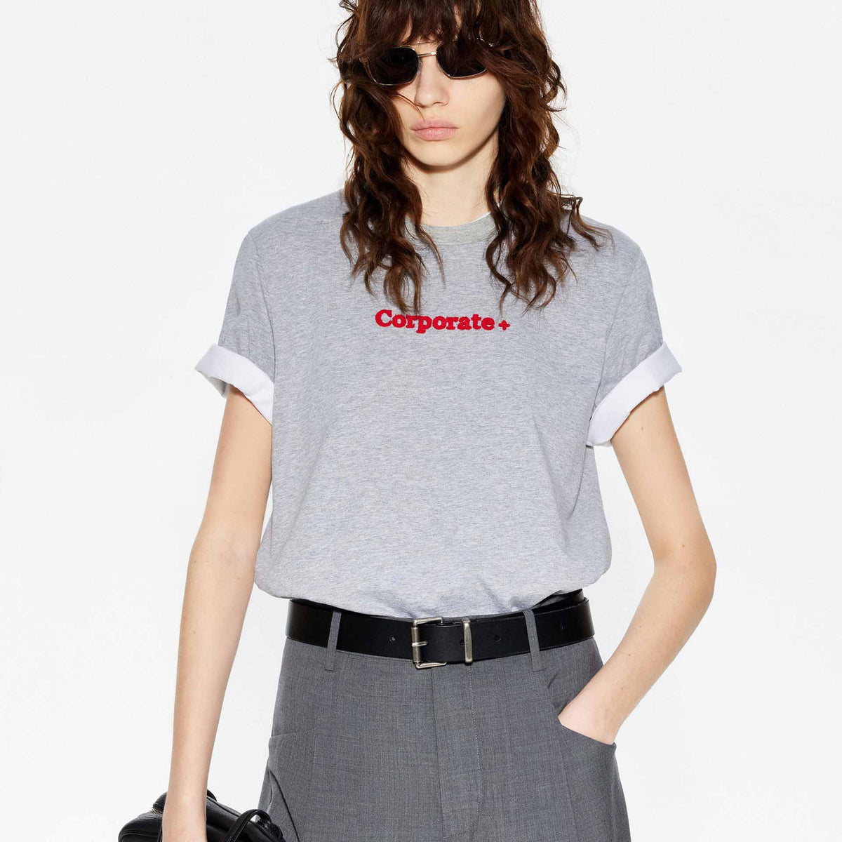 MO&Co. Women's Front Letter Round Neck T-shirt