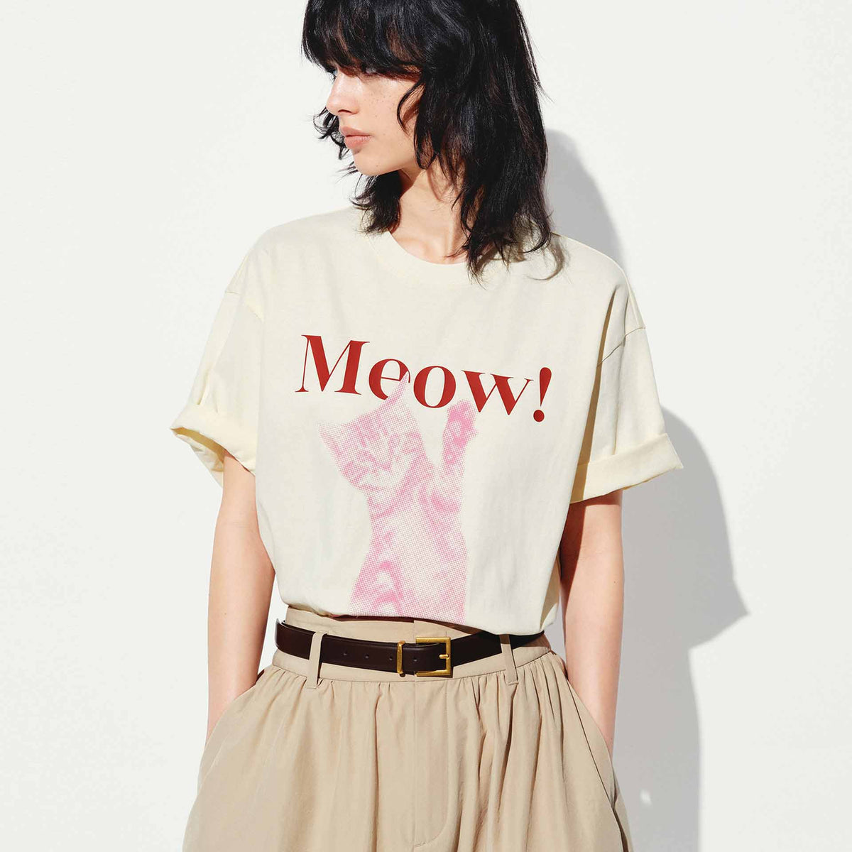 MO&Co. Women's Cat Printed Cotton T-shirt