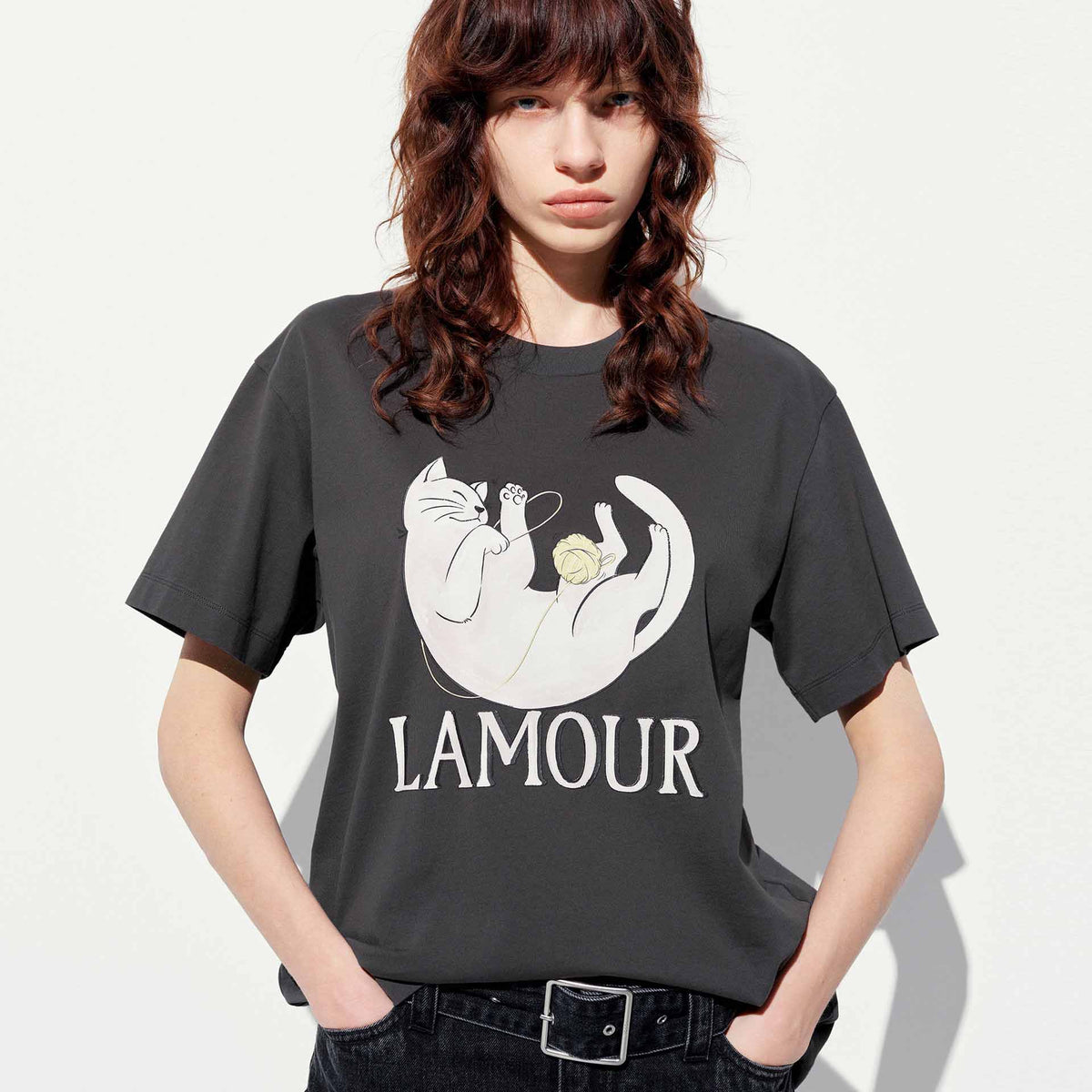 MO&Co. Women's Cat Print Cotton T-shirt