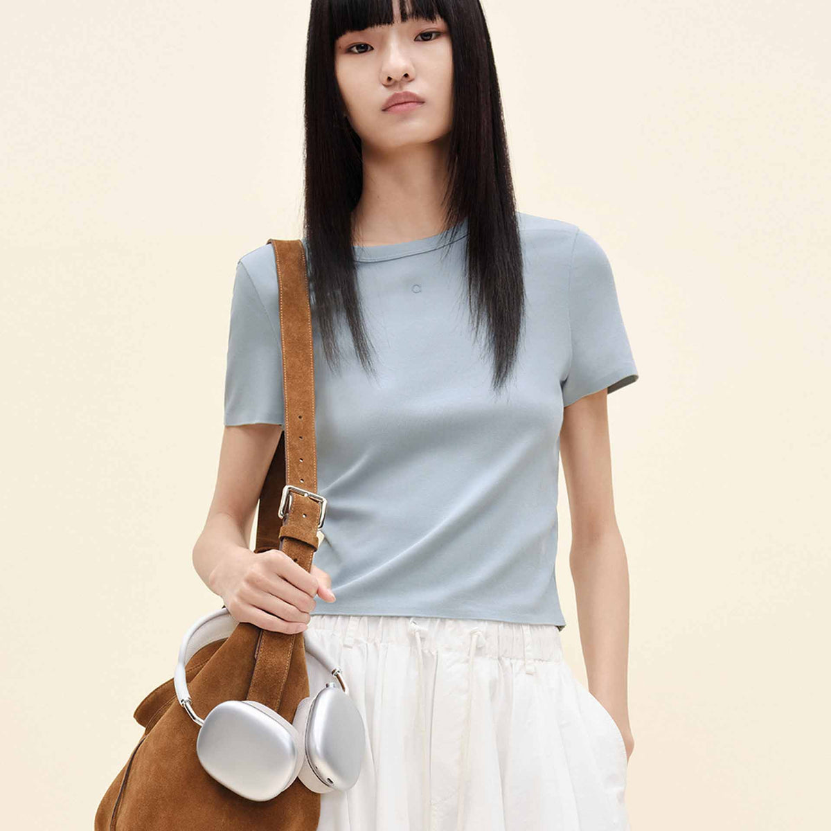 MO&Co. Women's Cotton Blend Slim T-shirt