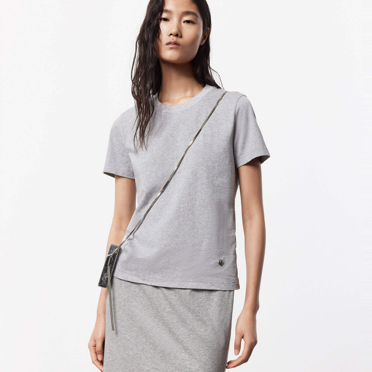 MO&Co. Women's Grey Basic Cotton T-shirt