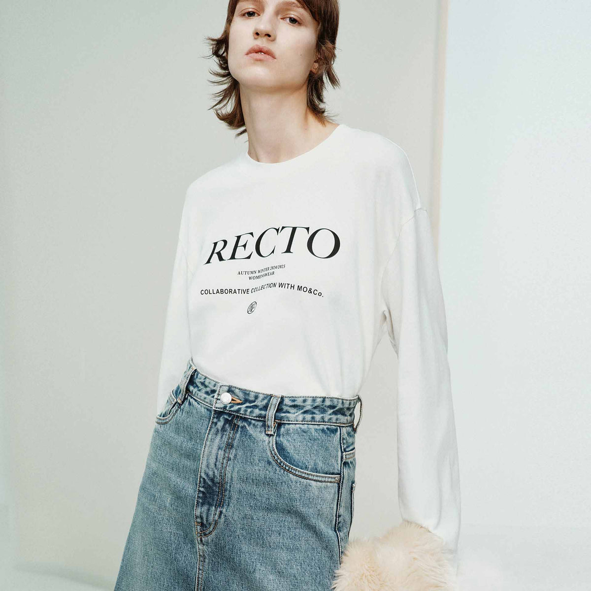 MO&Co. Women's Cotton Hemp Letter T-shirt