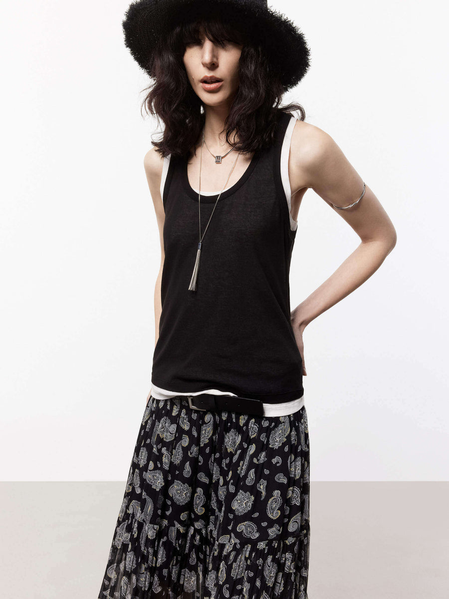 MO&Co. Women's Contrast Detail Tank Top