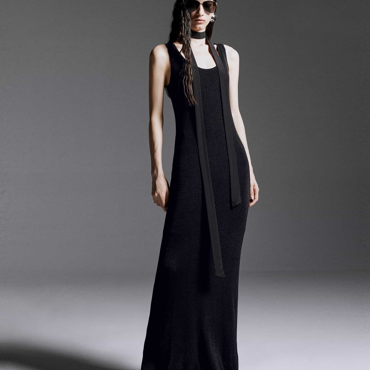 MO&Co. Noir Women's Sleeveless Maxi Black Tank Dress