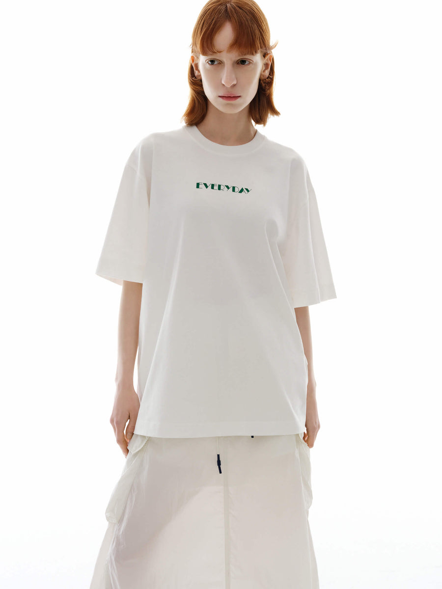 MO&Co. Women's Letter EVERYDAY Print Cotton T-shirt