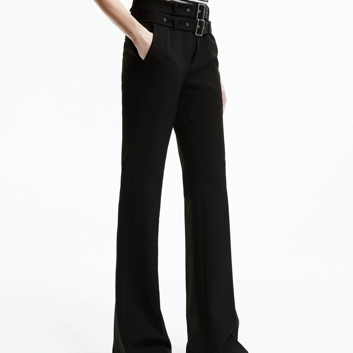 MO&Co. Women's Belt Straight Leg Pants