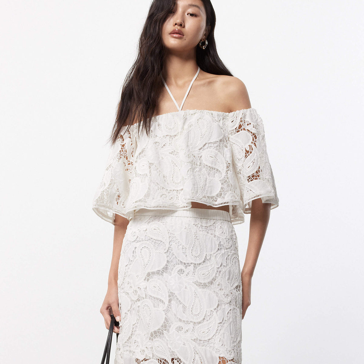 MO&Co. Women's Off Shoulder Lace Blouse