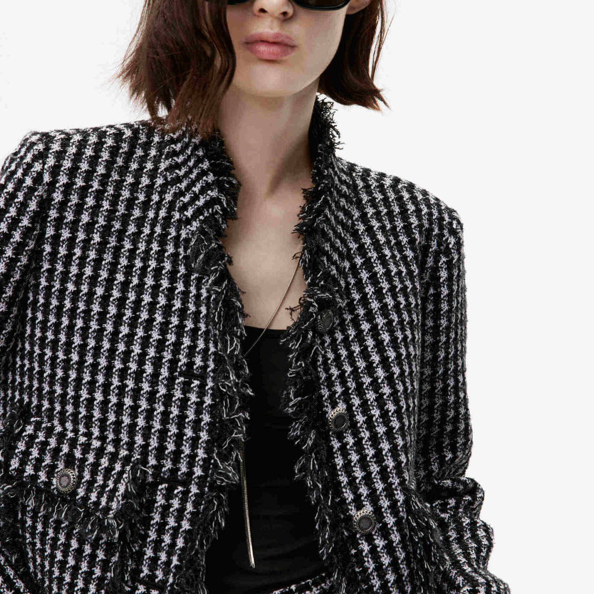 MO&Co. Women's Houndstooth Pattern Jacket