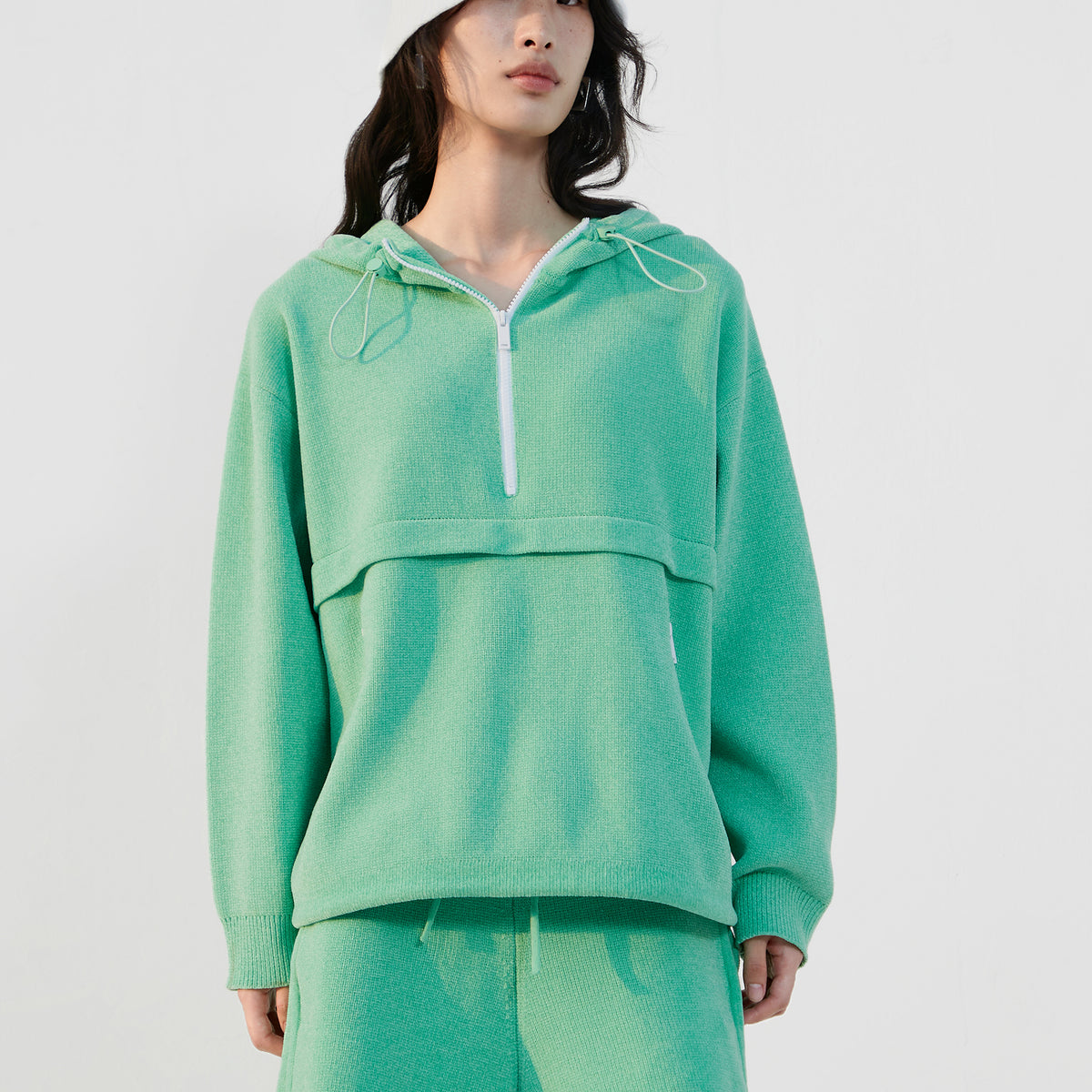 MO&Co. Women's Drop Shoulder Hooded Sweatshirt