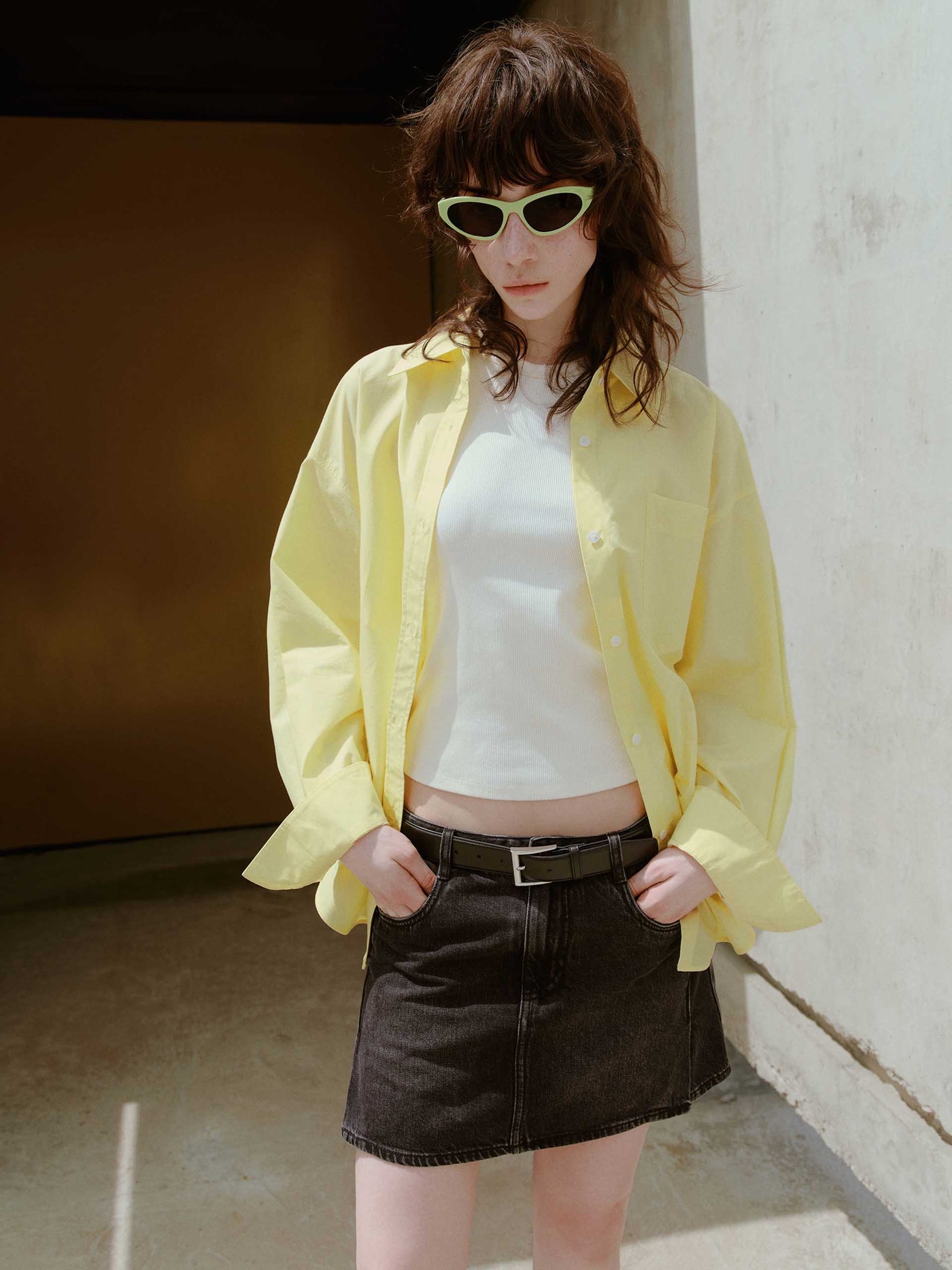 MO&Co. Women's Contrast Trim Cotton Shirt