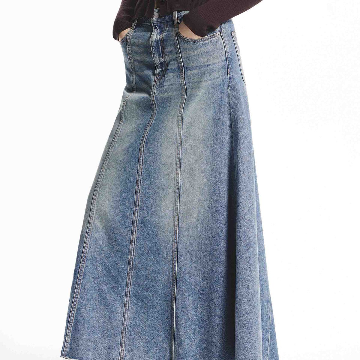 MO&Co. Women's A-line Maxi Denim Skirt