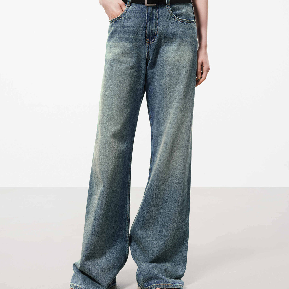 MO&Co. Women's Wide Leg Cotton Jeans