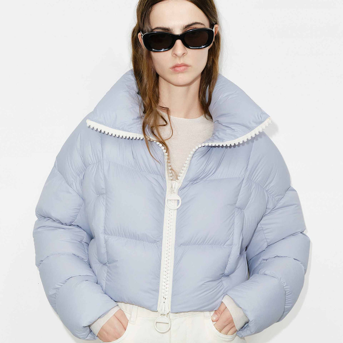 MO&Co. Women's Cropped Zipper Down Jacket