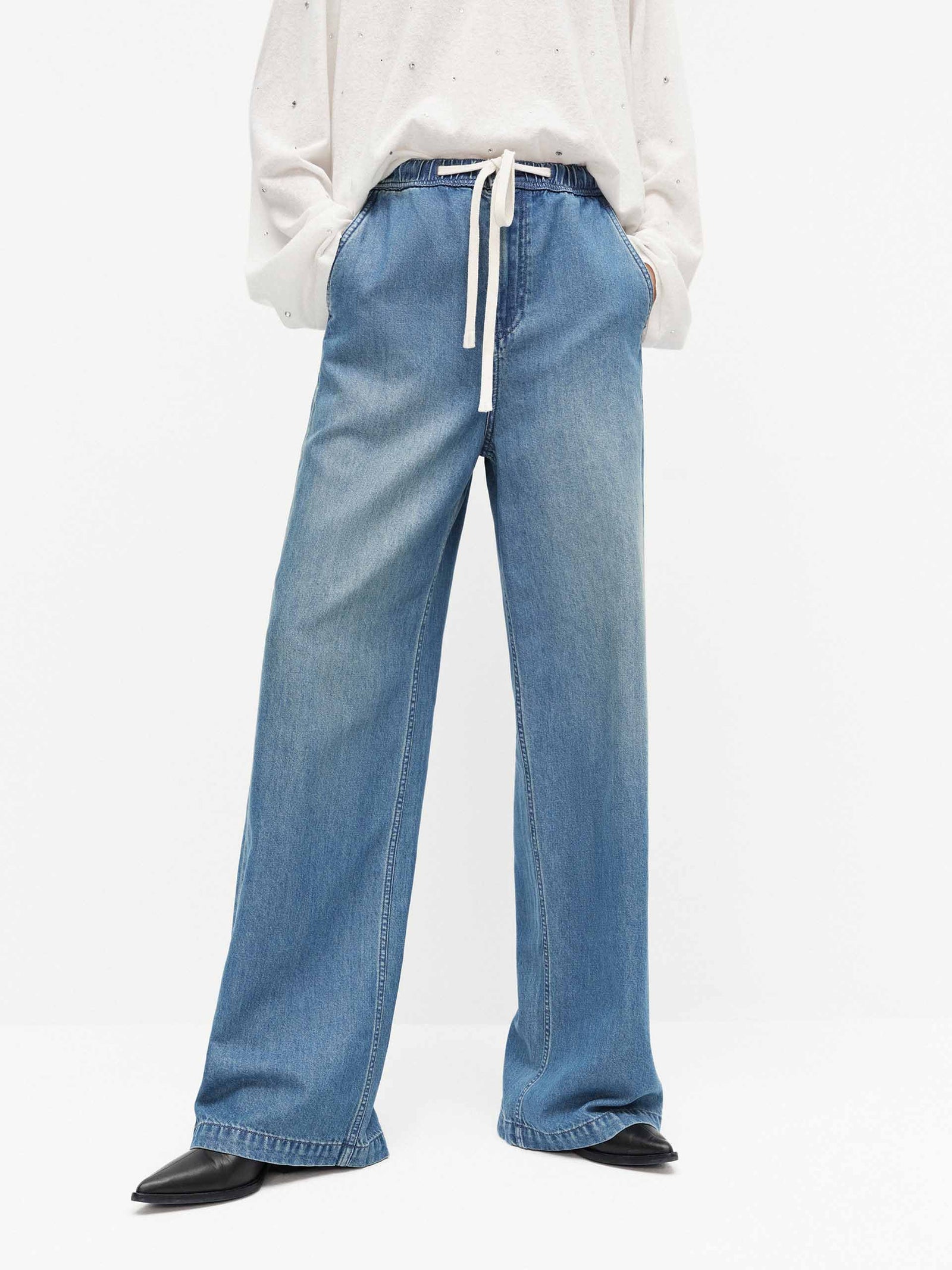 MO&Co. Women's Drawstring Waist Straight Jeans