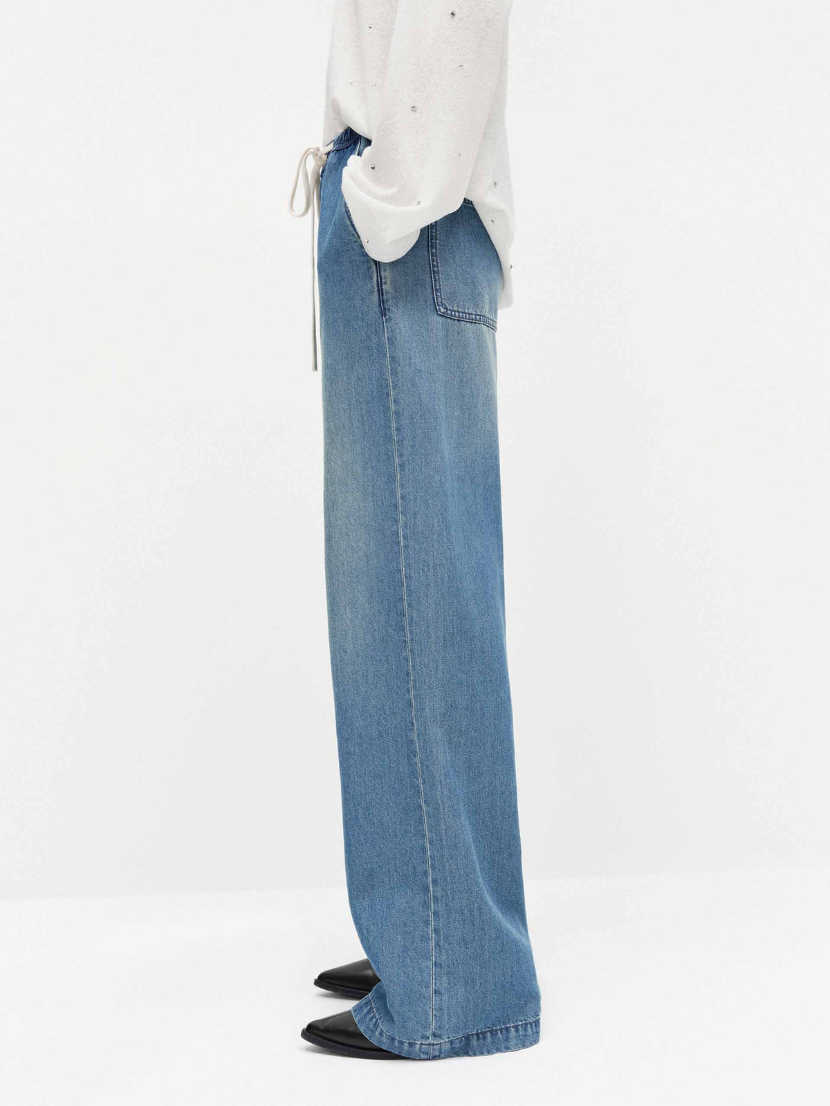 MO&Co. Women's Drawstring Waist Straight Jeans