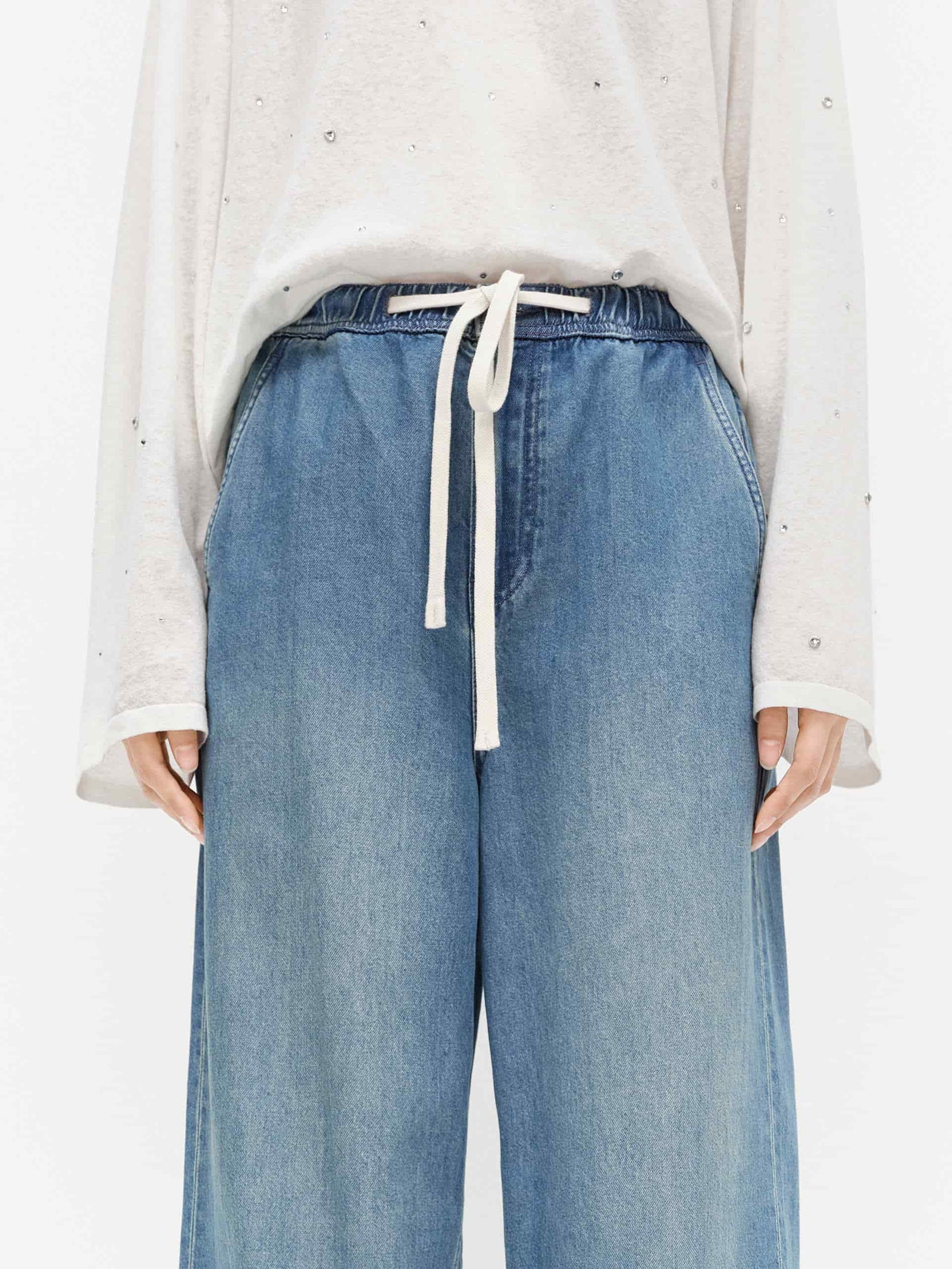 MO&Co. Women's Drawstring Waist Straight Jeans