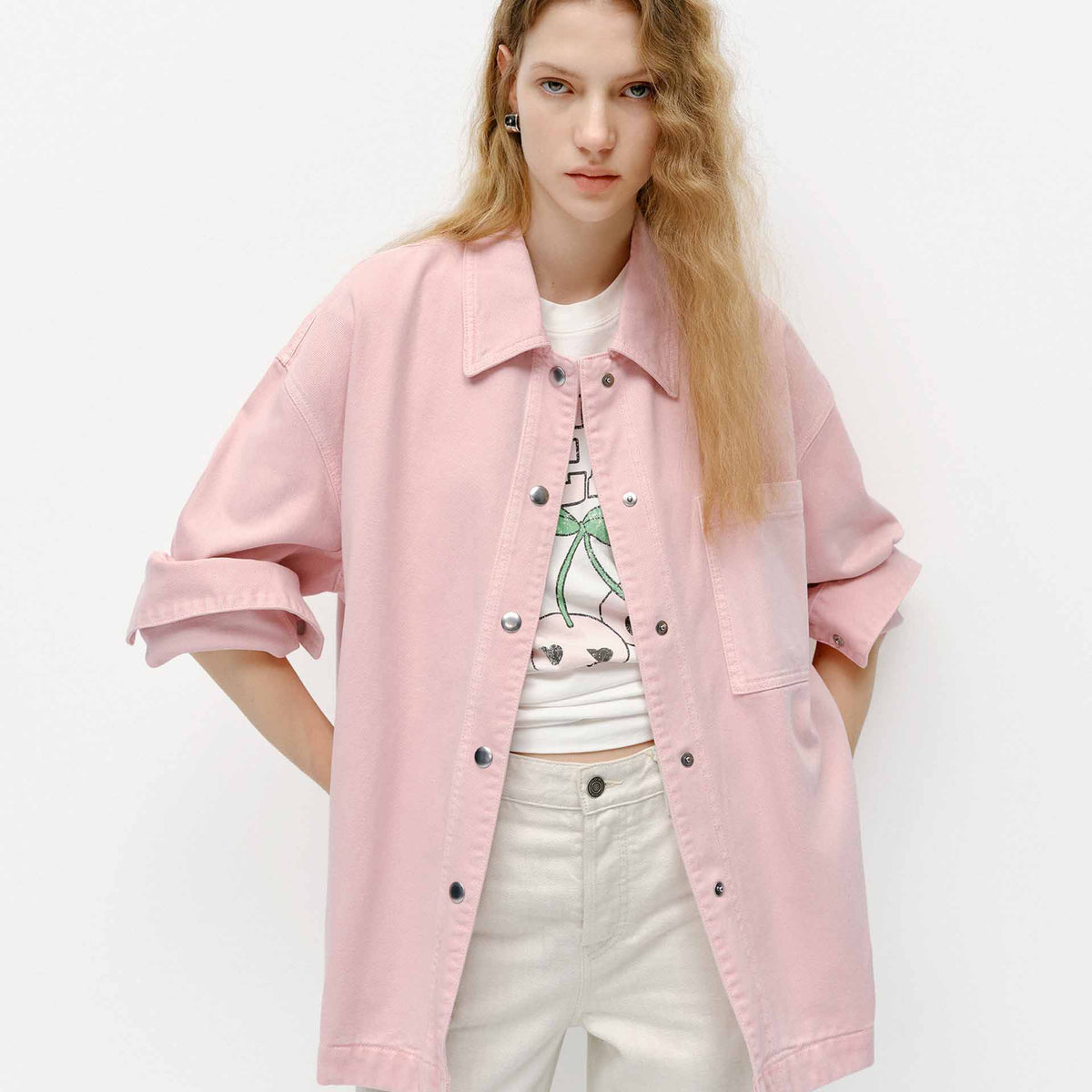 MO&Co. Women's Snap Button Cotton Jacket