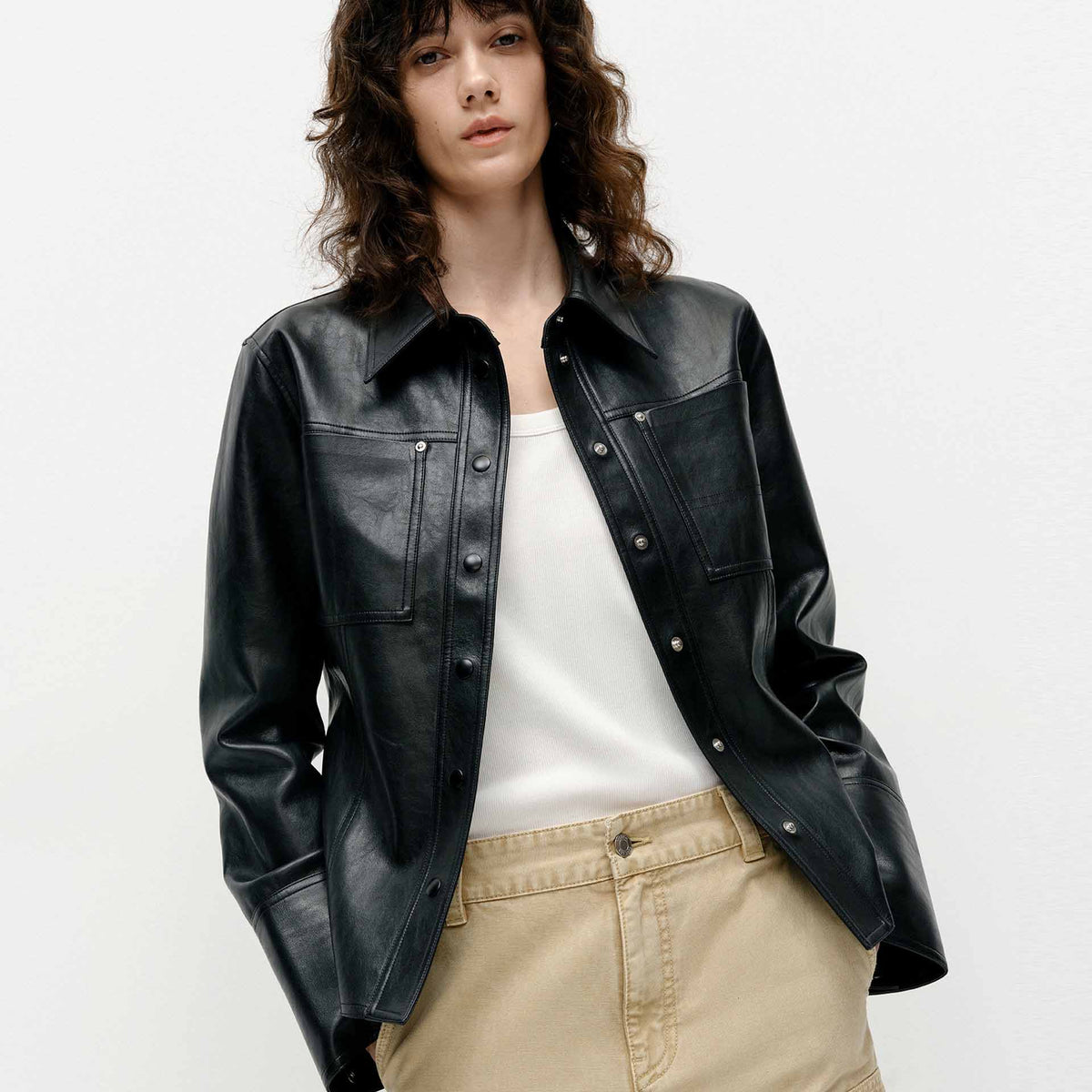 MO&Co. Women's Faux Leather Fitted Jacket