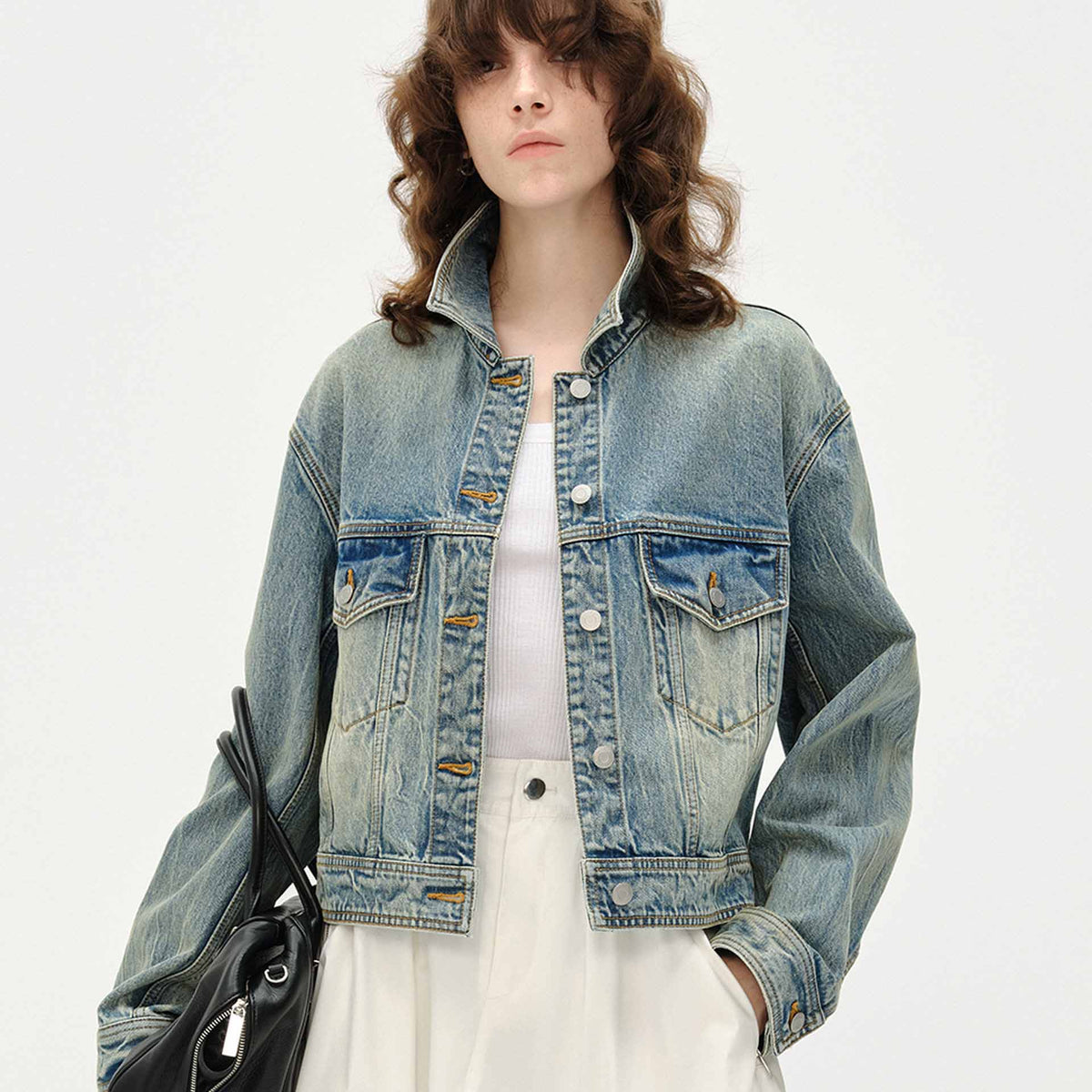 MO&Co. Women's Front Pocket Denim Jacket