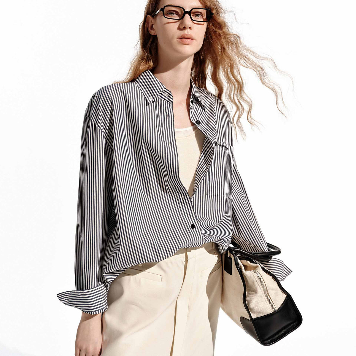 MO&Co. Women's Chest Pocket Cotton Shirt