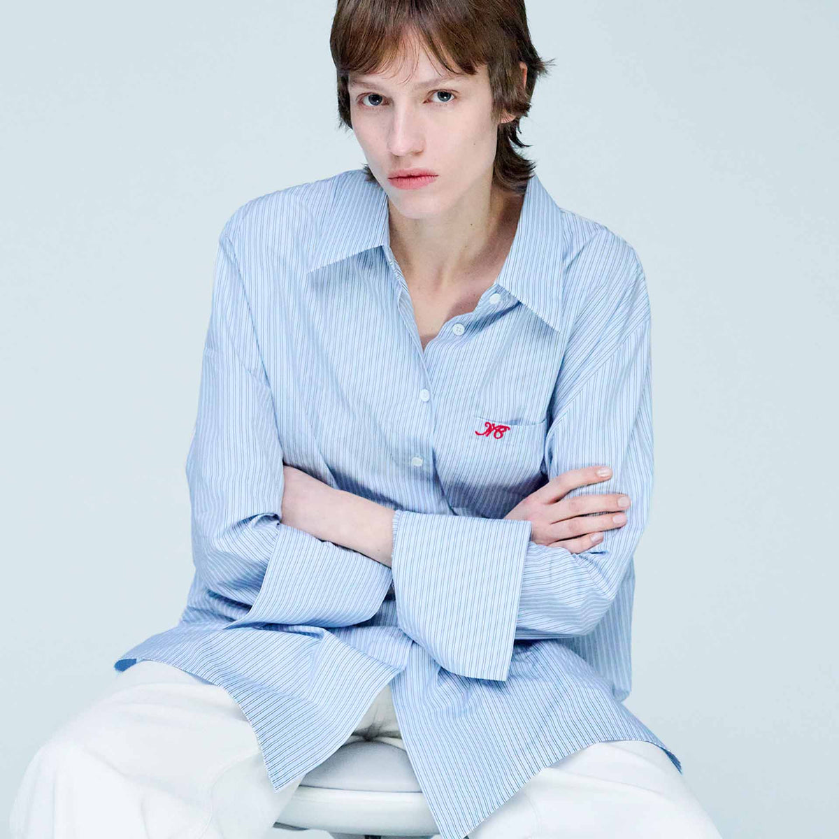 MO&Co. Women's Deconstructed Striped Shirt
