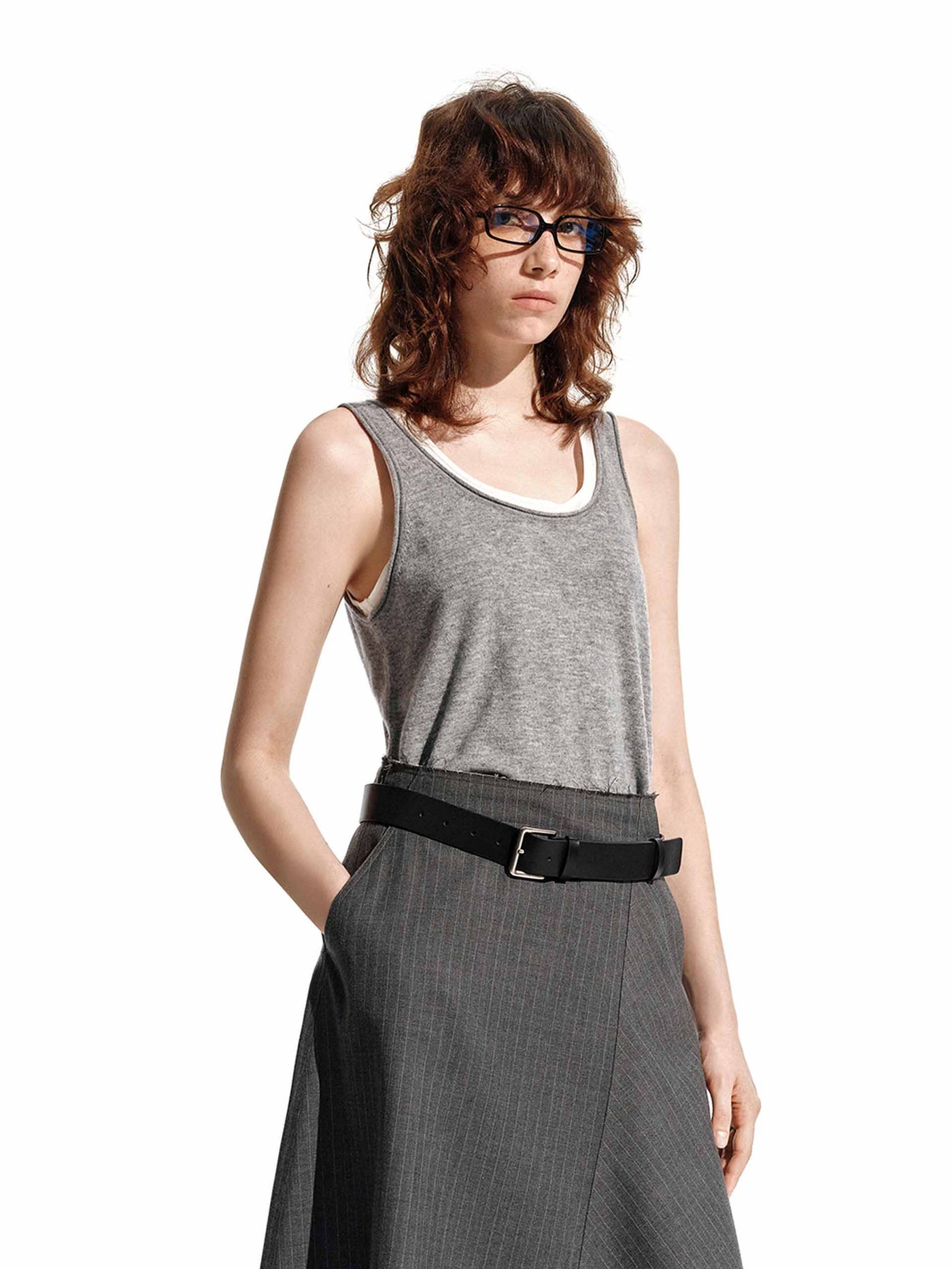 MO&Co. Women's Layered Detail Wool Tank