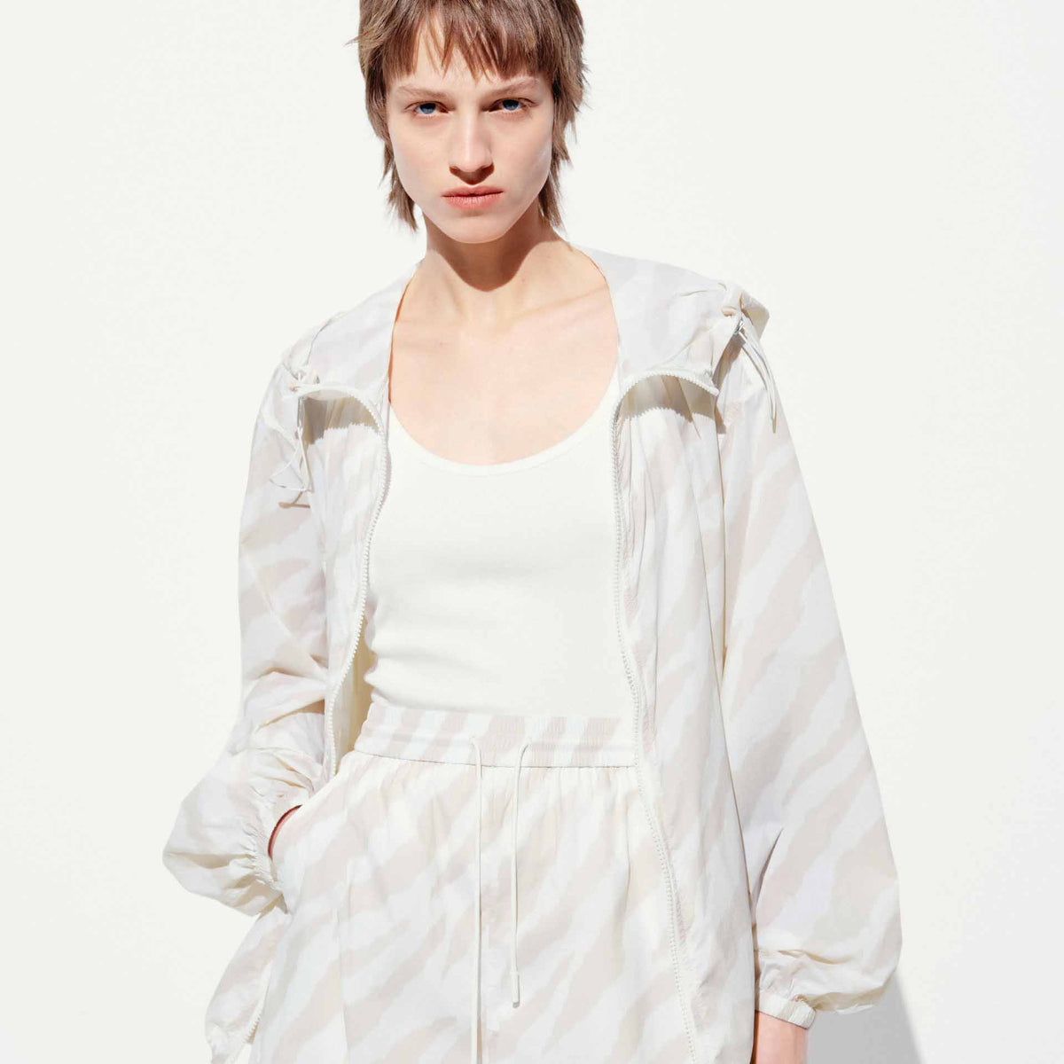 MO&Co. Women's Zebra Pattern Hooded Coat