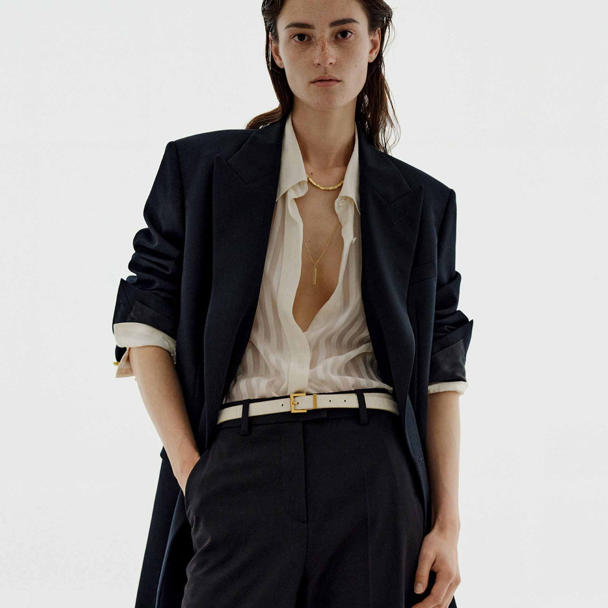 MO&Co. Women's Metal Double Breasted Blazer