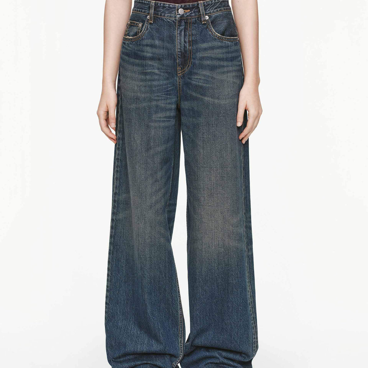 MO&Co. Women's Whisker Effect Jeans
