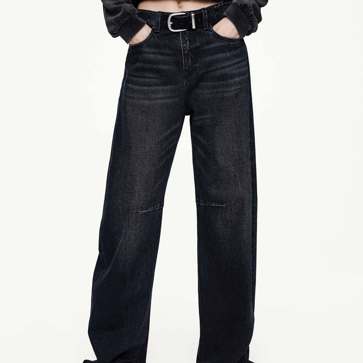 MO&Co. Women's Whiskering Effect Cotton Jeans