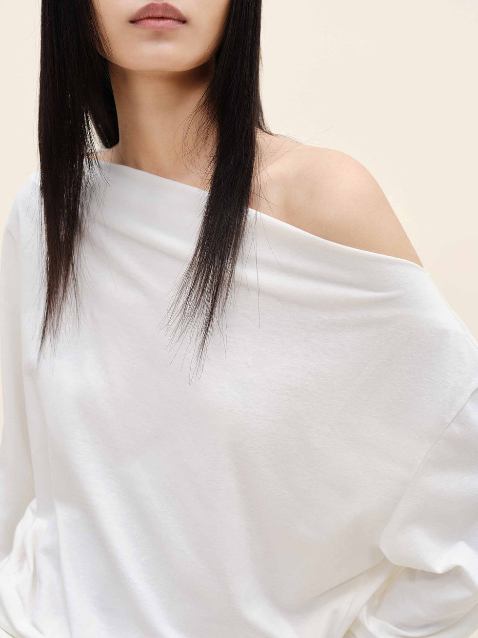 MO&Co. Women's Off Shoulder Pleated T-shirt