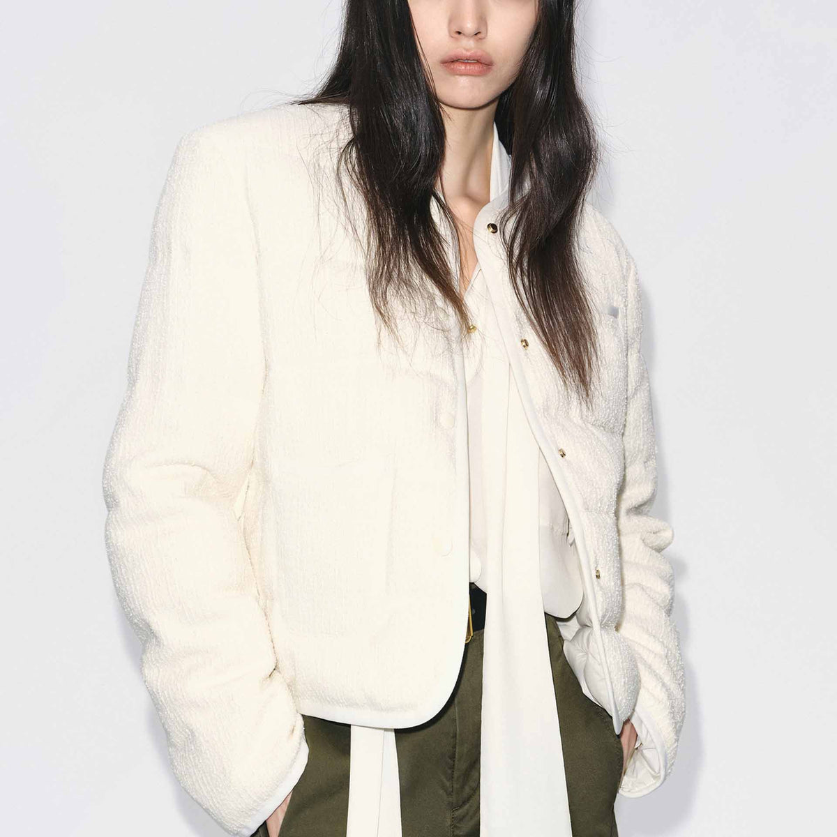 MO&Co. Women's Collarless Cropped Down Jacket
