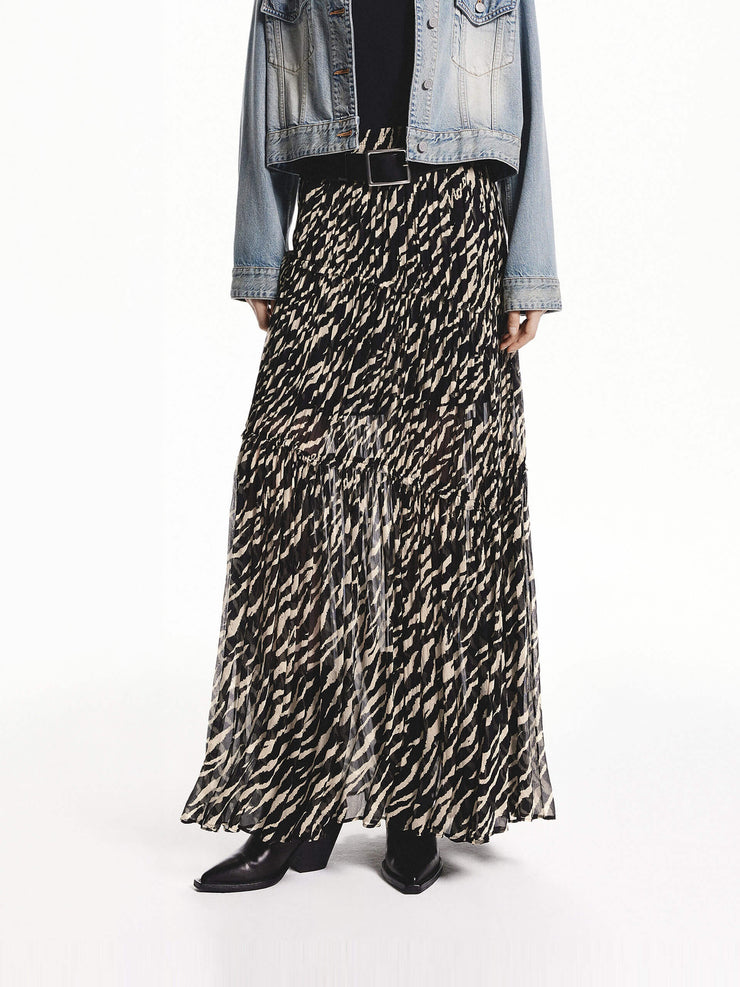 MO&Co. Women's Flowy Tiger Print Skirt