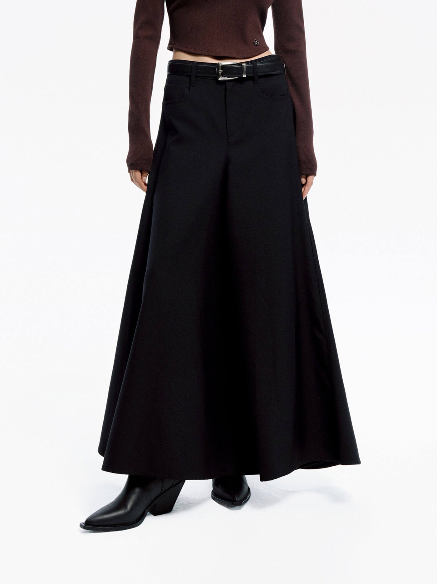 MO&Co. Women's Wool Blend Maxi Skirt
