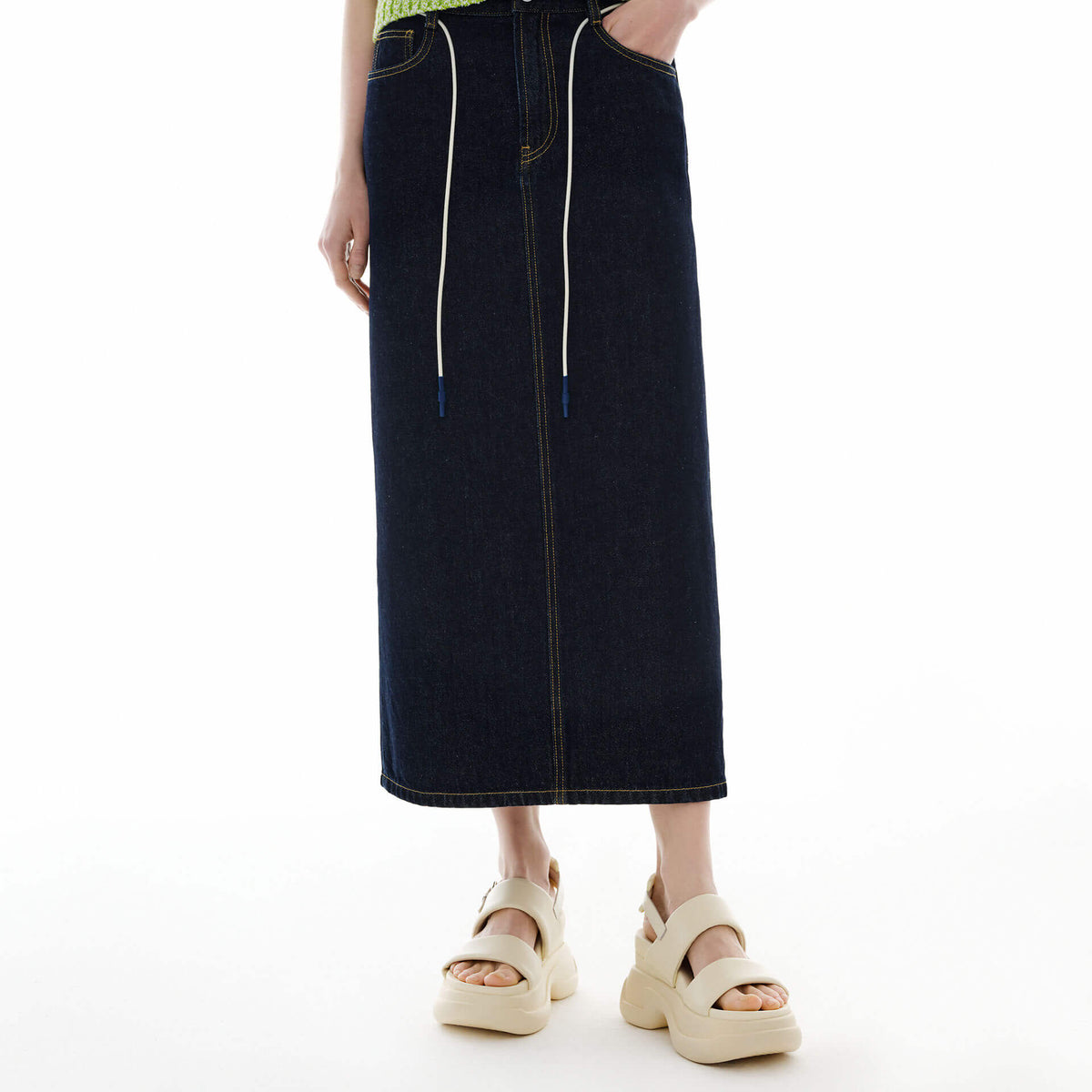 MO&Co. Women's Back Slit Denim Skirt