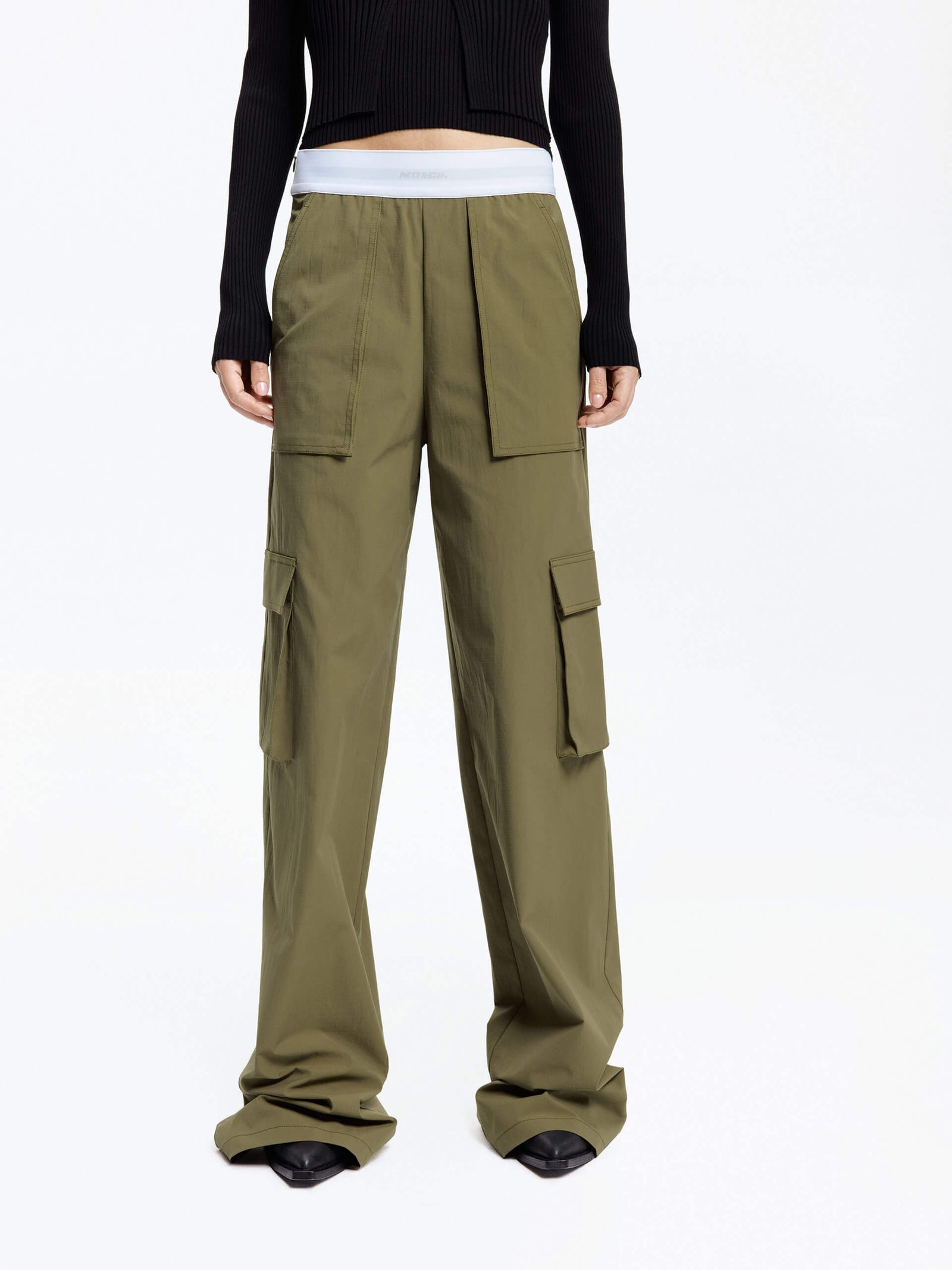 MO&Co. Contrast Waist Cargo Pants