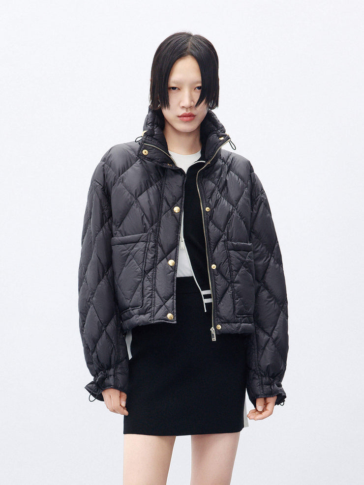 Mo Co Women S High Neck Quilted Cropped Down Jacket