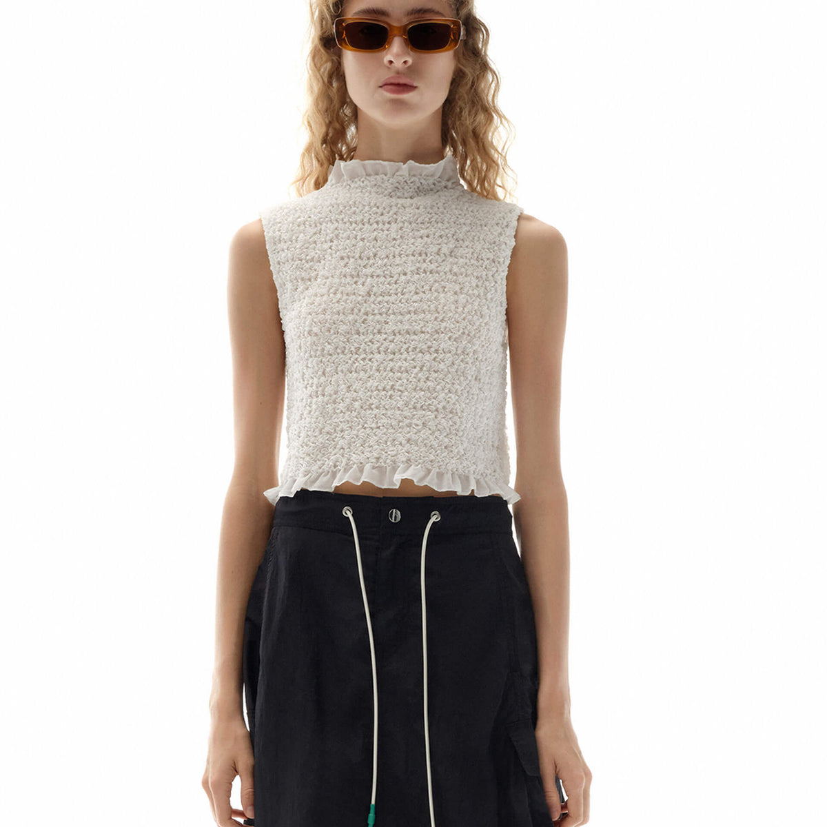 MO&Co. Women's Structural Texture Cropped Top