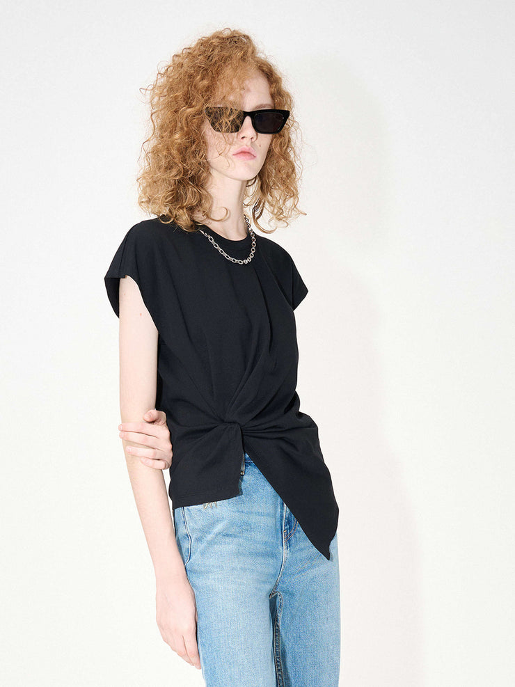 MO&Co. Women's Irregular Twist Cotton T-shirt