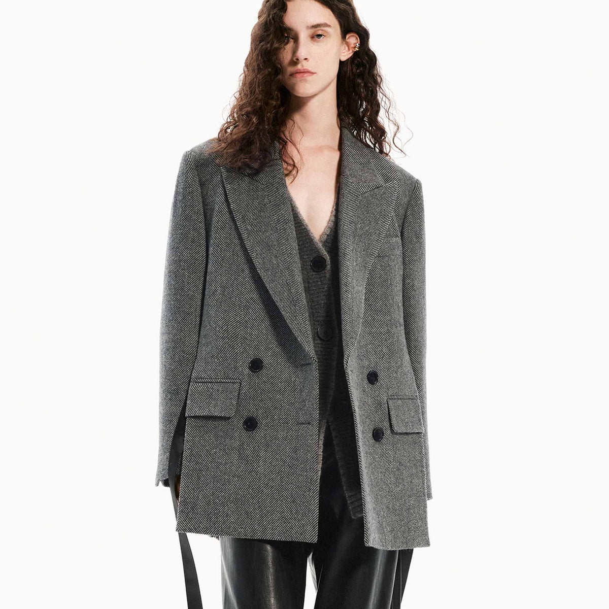 MO&Co. Women's Herringbone Structured Coat
