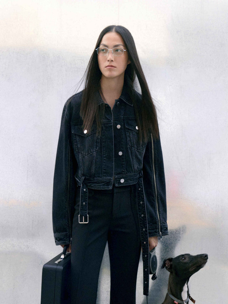 MO&Co. Women's Split Detail Denim Jacket