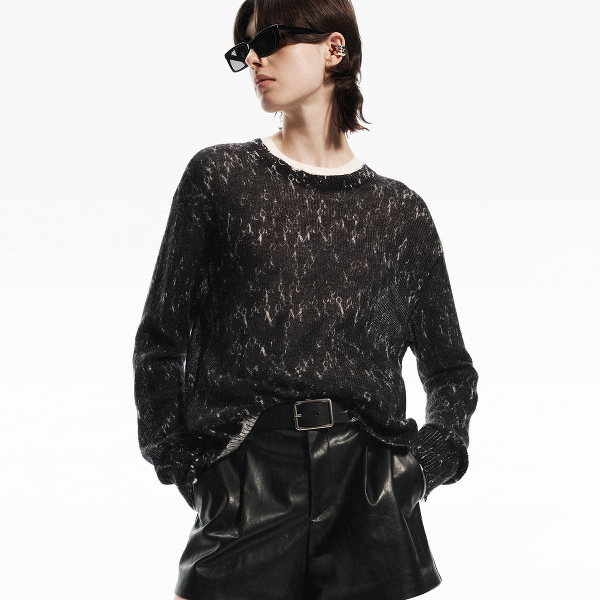 MO&Co. Women's Distressed Detail Knit Sweater