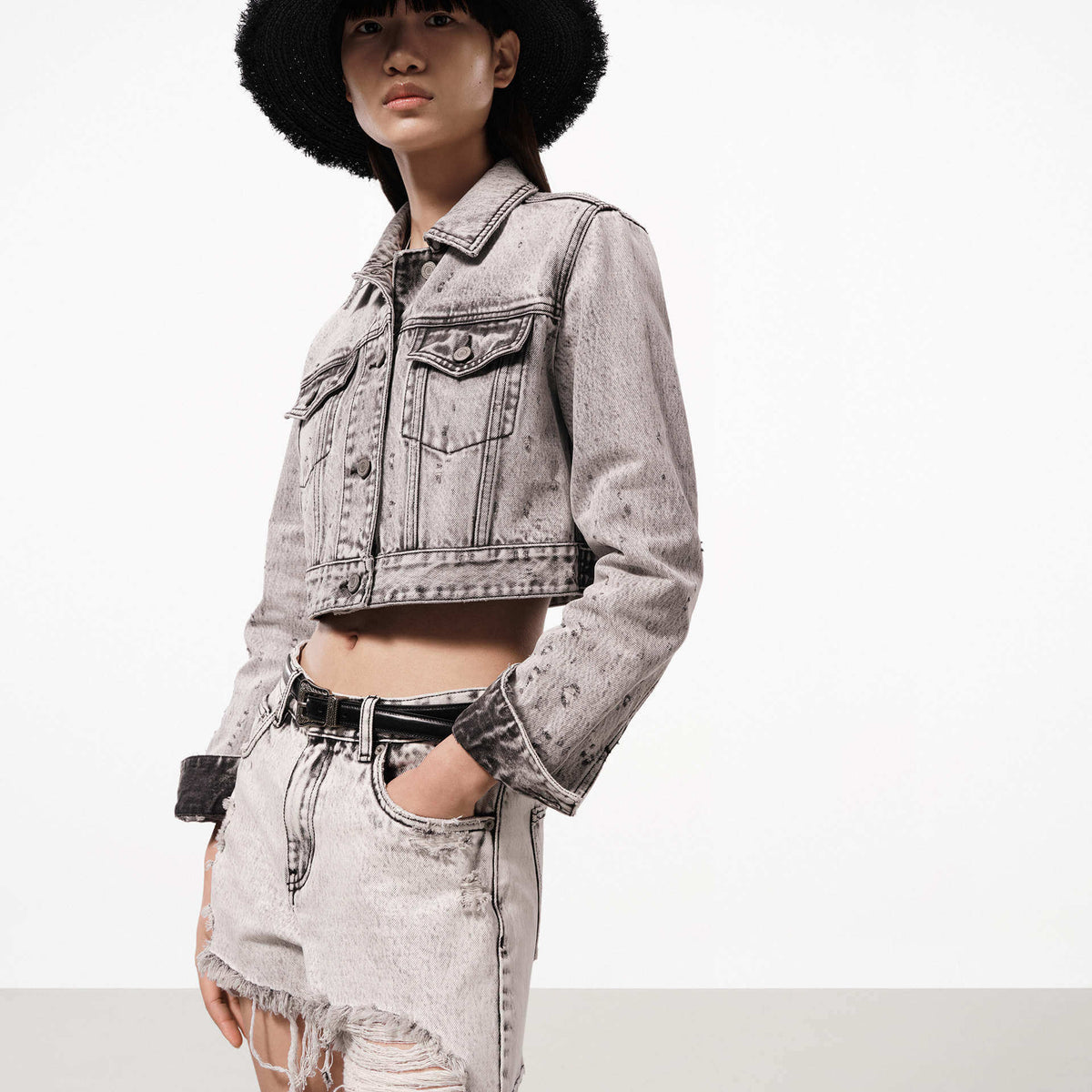 MO&Co. Women's Distressed Denim Jacket