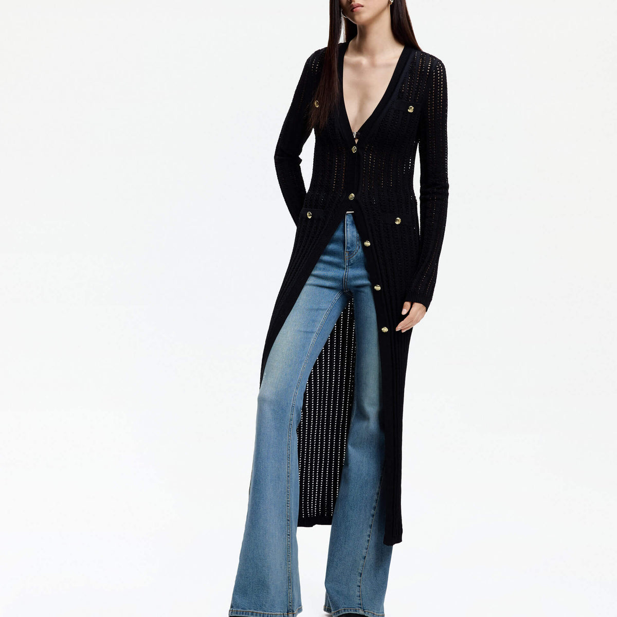 MO&Co. Long Line Knit Cardigan