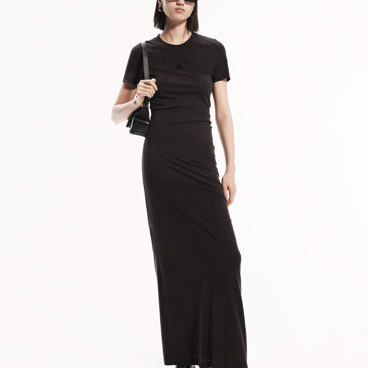 MO&Co. Women's Short Sleeve Stretchy Long Line Maxi Casual Dress